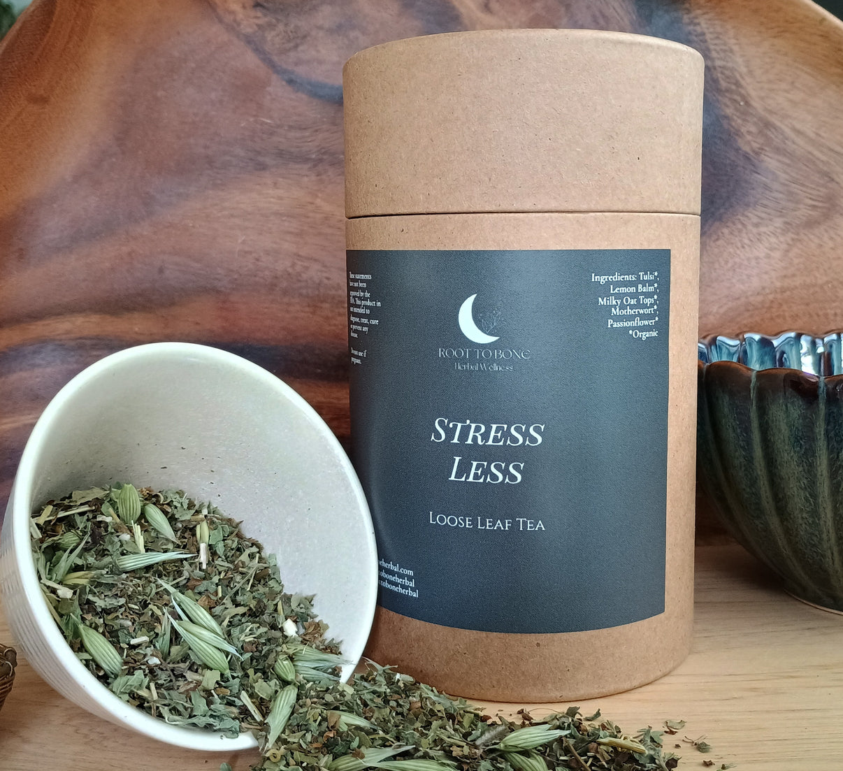 Stress Less Tea to quiet mental chatter – Root to Bone Herbal Wellness™